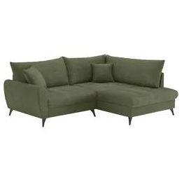 Ecksofa Home Affaire "Blackburn II, L-Form" Sofas Gr. B/H/T: 230cm x 71cm x 190cm, Cord, Ottomane rechts, grün (stripes 8641 green) Mit Kaltschaumpolsterung bis 140 kg belastbar