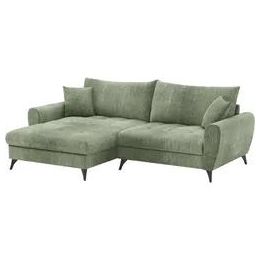 Ecksofa Home Affaire "Blackburn II, L-Form" Sofas Gr. B/H/T: 246cm x 71cm x 170cm, Veloursstoff, Recamiere links, grün (dolce 11 green) Mit Kaltschaumpolsterung bis 140 kg belastbar