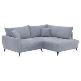 Ecksofa Home Affaire "Blackburn II, L-Form" Sofas Gr. B/H/T: 230cm x 71cm x 190cm, Microfaser 1, Ottomane rechts, blau (memphis 1676 blue grey) Mit Kaltschaumpolsterung bis 140 kg belastbar