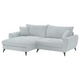 Ecksofa Home Affaire "Blackburn II, L-Form" Sofas Gr. B/H/T: 246cm x 71cm x 170cm, Microfaser, Recamiere links, grau (novaclean avanti 3 silver) Mit Kaltschaumpolsterung bis 140 kg belastbar