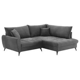 Ecksofa Home Affaire "Blackburn II, L-Form" Sofas Gr. B/H/T: 230cm x 71cm x 190cm, Microfaser 1, Ottomane rechts, schwarz (memphis 17 black) Mit Kaltschaumpolsterung bis 140 kg belastbar