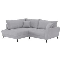 Ecksofa Home Affaire "Blackburn II, L-Form" Sofas Gr. B/H/T: 230cm x 71cm x 190cm, Cord, Ottomane links, grau (stripes 8637 warm grey) Mit Kaltschaumpolsterung bis 140 kg belastbar