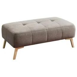 Hocker exxpo - SOFA FASHION Gr. B/H/T: 78cm x 47cm x 122cm, Webstoff, grau (taupe) Fußhocker im skandinavischen Design mit Steppung und Holzfüßen