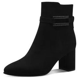 Stiefelette Marco Tozzi Gr. 41, schwarz Damen Schuhe Blockabsatz, Ankleboots mit modischem Zierriegel und Schmucksteine