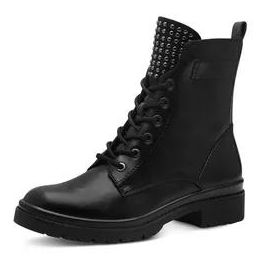 Schnürstiefelette Tamaris Gr. 38, schwarz Damen Schuhe Blockabsatz, Schnürboots, Bikerboots mit Nieten besetzt