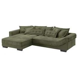 Ecksofa Inosign "Diwan II, L-Form" Sofas Gr. B/H/T: 334 cm x 67 cm x 207 cm, Microfaser 1, mega-Recamiere links, grün (memphis 12 green) Wahlweise mit Kaltschaumpolsterung bis 140 kg belastbar