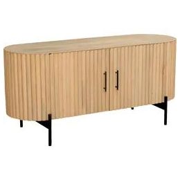 SIT-MÖBEL TV-Board SIT Sideboards Gr. B/H/T: 120 cm x 54 cm x 40 cm, 2 Türen, beige (natur, schwarz) Lamellen-Design im Retro Stil