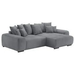 Ecksofa Home Affaire "Sundance" Sofas Gr. B/H/T: 318cm x 92cm x 188cm, Microfaser 2, Recamiere rechts, grau (novaclean avanti 1 stone) Dauerschläfer mit EasyBett-Schlaffunktion, Bettkasten und Topper