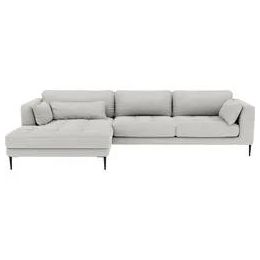 Ecksofa Trendmanufaktur "Luzi, wahlweise mit Schlaffunktion und Bettkasten bestellbar, L-Form" Sofas Gr. B/H/T: 280cm x 80cm x 168cm, Recamiere links, ohne Schlaffunktion und ohne Bettkasten, grau Designsofa mit tollem Sitzkomfort, Metallfüße schwarz, Breite 280 cm