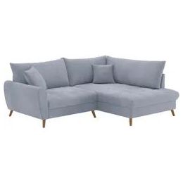 Ecksofa Home Affaire "Blackburn II, L-Form" Sofas Gr. B/H/T: 230cm x 71cm x 190cm, Microfaser, Ottomane rechts, blau (memphis 1676 blue grey) Mit Kaltschaumpolsterung bis 140 kg belastbar