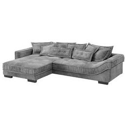 Ecksofa Inosign "Diwan II DuraFlex" Sofas Gr. B/H/T: 334cm x 67cm x 207cm, Velours, mega-Recamiere links, grau (dolce 16 graphite) DuraFlex-Kaltschaumpolsterung, bis 140 kg, 4 Bezugsqualitäten