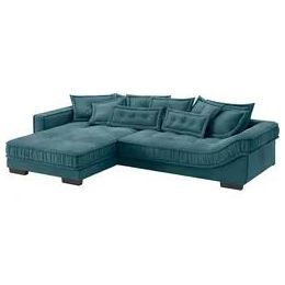 Ecksofa Inosign "Diwan II DuraFlex" Sofas Gr. B/H/T: 334cm x 67cm x 207cm, Microfaser, mega-Recamiere links, blau (memphis 13 petrol) DuraFlex-Kaltschaumpolsterung, bis 140 kg, 4 Bezugsqualitäten