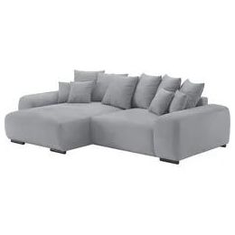 Ecksofa Home Affaire "Sundance" Sofas Gr. B/H/T: 318cm x 92cm x 188cm, Microfaser 1, Recamiere links, grau (memphis 45 grau) Dauerschläfer mit EasyBett-Schlaffunktion, Bettkasten und Topper