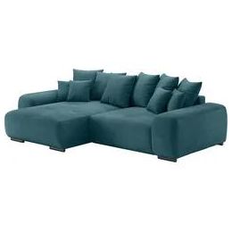 Ecksofa Home Affaire "Sundance" Sofas Gr. B/H/T: 318cm x 92cm x 188cm, Microfaser 1, Recamiere links, blau (memphis 13 petrol) Dauerschläfer mit EasyBett-Schlaffunktion, Bettkasten und Topper