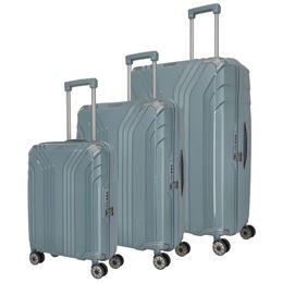 Trolleyset Travelite "ELVAA S/M/L" blau (blaugrau) Koffer-Sets Kofferset Reisegepäck Reisekoffer Hartschalenkoffer TSA Schloss