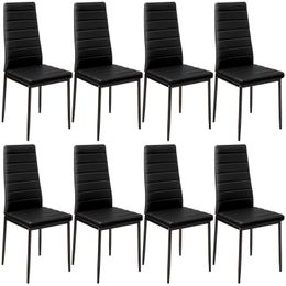 TecTake&reg; Set Esszimmerstuhl, gepolstert mit Kunstlederbezug, schlanke Stahlbeine, 45 x 48 x 98,5 cm
