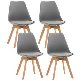 CLP 4er Set Esszimmerstuhl Linares Kunststoff I Stoff I Samt I Cord I Lederoptik I Lehnstuhl Mit Holzgestell