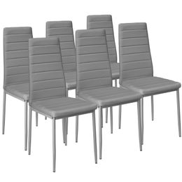 TecTake&reg; Set Esszimmerstuhl, gepolstert mit Kunstlederbezug, schlanke Stahlbeine, 45 x 48 x 98,5 cm