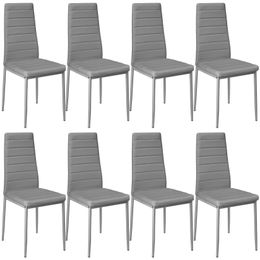 TecTake&reg; Set Esszimmerstuhl, gepolstert mit Kunstlederbezug, schlanke Stahlbeine, 45 x 48 x 98,5 cm