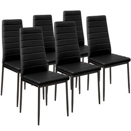 TecTake&reg; Set Esszimmerstuhl, gepolstert mit Kunstlederbezug, schlanke Stahlbeine, 45 x 48 x 98,5 cm