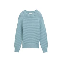 Tom Tailor Denim Damen Strickpullover mit Struktur, grün, Uni, Gr. XXL