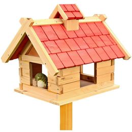 Melko 44CM Vogelhaus Rot Vogelfutterhaus Futterhaus Holz Vogelvilla Vogelhäuschen