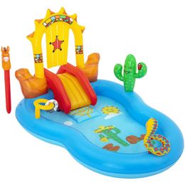 Bestway Wild West Play Center Aufblasbares Schwimmbad 264x188x140 cm mit Hufeisen, aufblasbarem Pferd und Rutsche