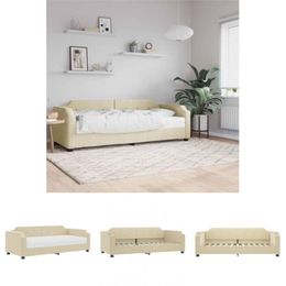 The Living Store - Tagesbett mit Matratze Creme 80x200 cm Stoff - Betten & Bettgestelle - Creme