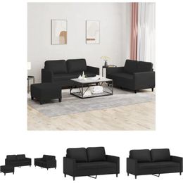 The Living Store - 3-tlg. Sofagarnitur mit Kissen Schwarz Kunstleder - Sofas - Schwarz