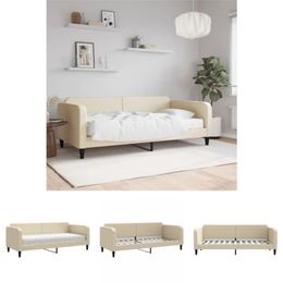 The Living Store Tagesbett mit Matratze Creme 80x200 cm Stoff - Betten & Bettgestelle