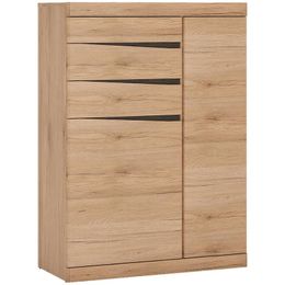 Lomadox Highboard mit 3 Schubkästen SANFORD-129 in Eiche hell Nb., b/h/t: ca. 86/119,5/40 cm