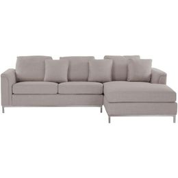 Beliani Ecksofa Beige Polsterbezug L-Förmig Linksseitig Modern Zierkissen Wonzimmer