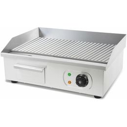 Vertes - Grillplatte Bratplatte Plancha Grill Elektrisch 3000W aus Edelstahl (Grillfläche Mit Rillen 55x35cm, Thermostat, Temperatur 50-300°C, Spritz