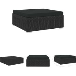 Modular-Fußhocker 1 Stk. mit Kissen Poly-Rattan Schwarz - Gartensofaelemente - Schwarz - The Living Store