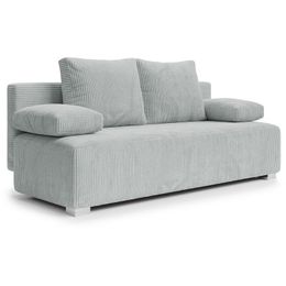 Farmosa - 3-Sitzer Sofa mit Schlaffunktion und Stauraum, Cordbezug Hellgrau - Selsey