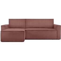 KONSIMO NAPI Ecksofa Big links/rechts, Schlaffunktion mit Cordbezug, Rosa