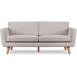 KONSIMO Klassische Sofas 3 Personen mit Armlehnen "TAGIO", Hellgrau, Stoff, Scandinavian, 190x80x88cm