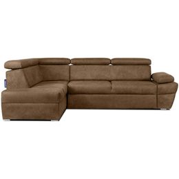 Ratlo Ecksofa , Schlaffunktion, 4 /5 Sitzer, Bettkasten, braun - Konsimo