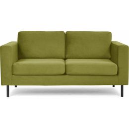 KONSIMO TOZZI Modernes Sofa, Velour-Bezug, Metallbeine, grün