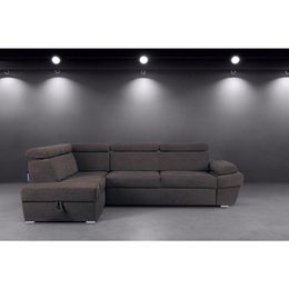 Ratlo Ecksofa , Schlaffunktion, 4 /5 Sitzer, Bettkasten, blau, braun - Konsimo