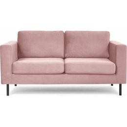 Tozzi Modernes Sofa, Velour-Bezug, Metallbeine, Rosa - Konsimo