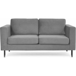 Tozzi Modernes Sofa, Velour-Bezug, Metallbeine, grau - Konsimo