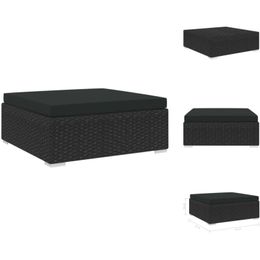 vidaXL Gartensofaelemente - Living Modular-Fußhocker 1 Stk. mit Kissen Poly-Rattan Schwarz - Schwarz