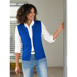 WITT Damen Strickweste mit Rei&szlig;verschluss, royalblau, Gr&ouml;&szlig;e 36