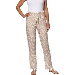 Damen Schlupfhose im Blümchen-Dessin beige-weiß-bedruckt, Größe 52