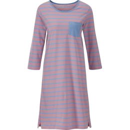 w&auml;schepur Damen Sleepshirts im Baumwoll-Mix bleu + hortensia-bleu-geringelt, Gr&ouml;&szlig;e 40/42