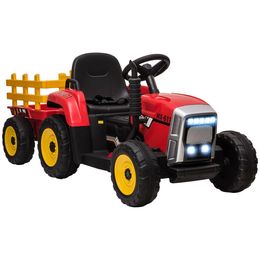 HOMCOM Elektrischer Traktor Kinder Aufsitztraktor mit MP3 Funktion, 3-6KM/H Rot