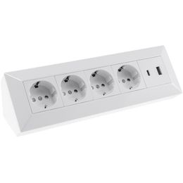 Chilitec Steckdosenblock 23788, 4-fach, USB-A+C, 250V/16A, wei&szlig;