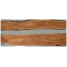 Esstisch Akazie mit Epoxidharz 240x100x76 natur lackiert / Epoxid grau Baumkanten-Optik EPOXY Unikat #5
