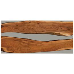 Esstisch Akazie mit Epoxidharz 220x100x76 natur lackiert / Epoxid grau gerade Kante EPOXY Unikat #1